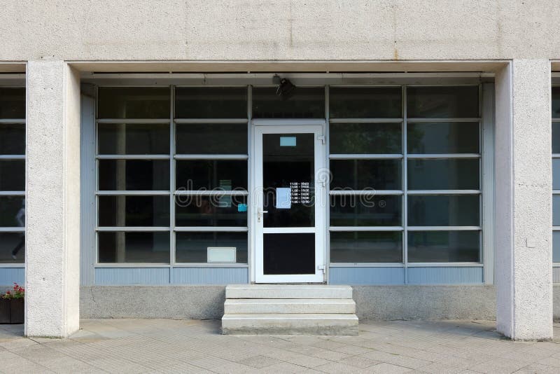 Glass Windows and Doors of a Closed Modern Office Building Stock Photo ...