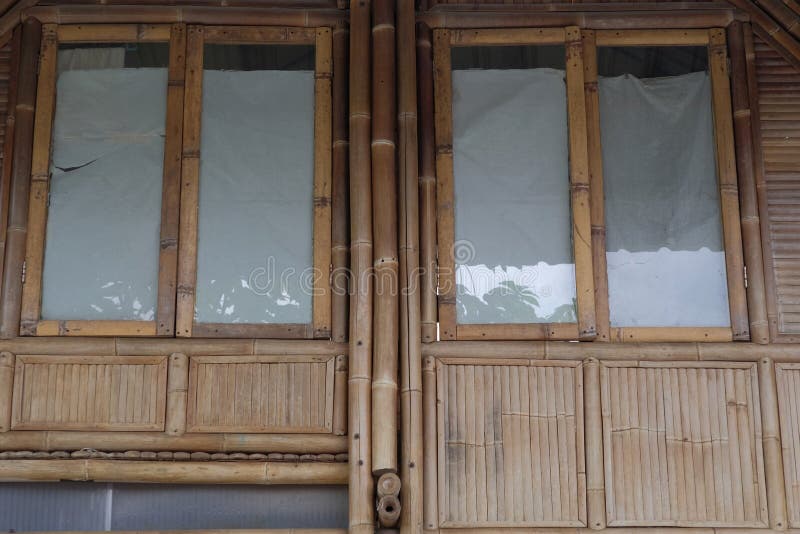Glass Windows with Frames and Walls Made of Bamboo Stock Photo - Image ...
