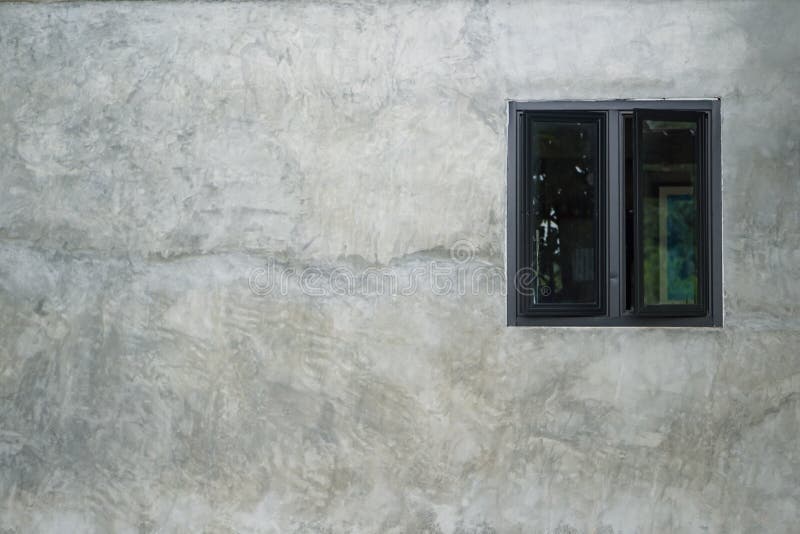Glass Windows on Old Concrete Walls. Stock Image - Image of concrete ...