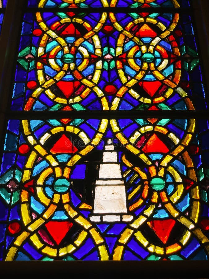 Glass Windows with Patterns Inside Notre-Dame Basilica Church Editorial ...