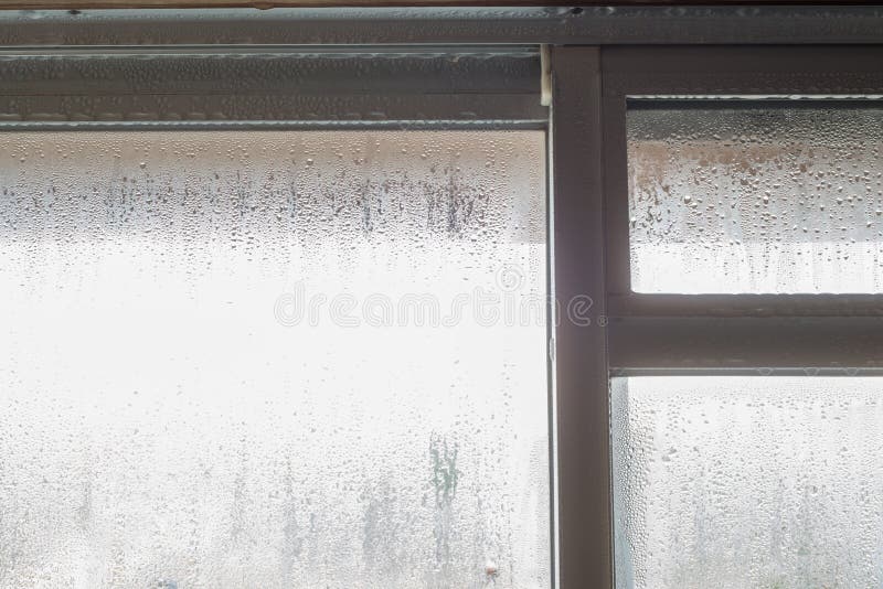 Condensation glass windows stock photo. Image of house - 249282952