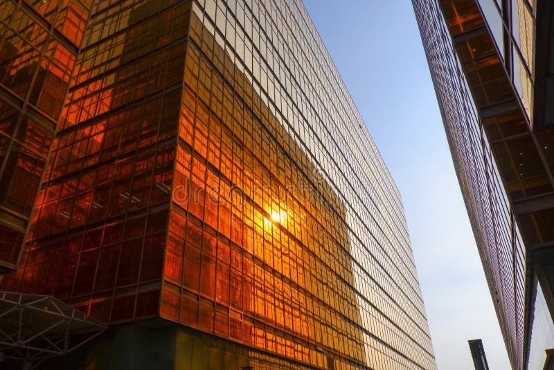 Glass Windows Wall of Highrise Building Stock Image - Image of downtown ...