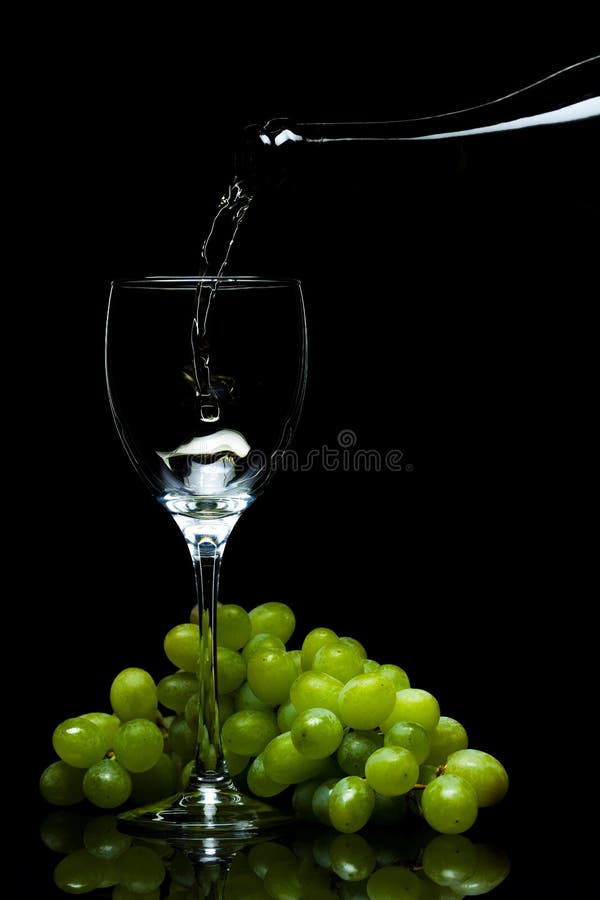 Wine Flowing from a Bottle in a Wine Glass Stock Illustration ...
