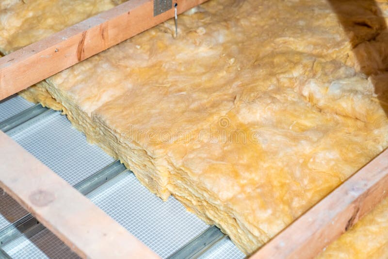 Glass Wool for Ceiling Insulation on the Roof Stock Photo - Image of ...