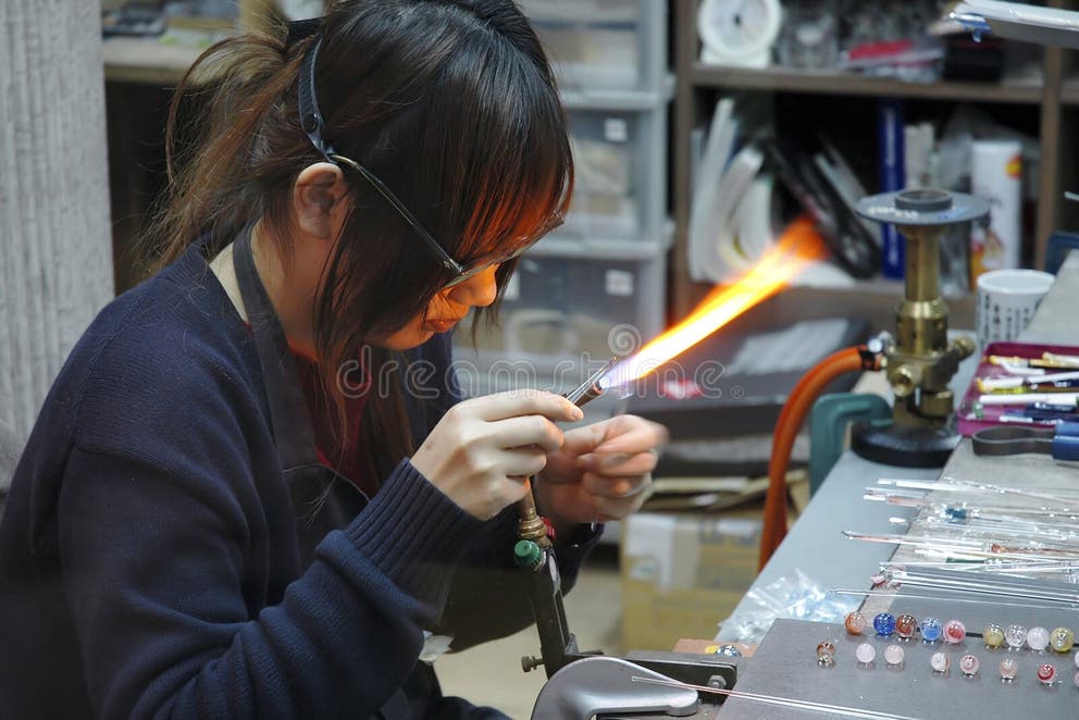 Glass worker stock photo. Image of female, optical, research - 1195080