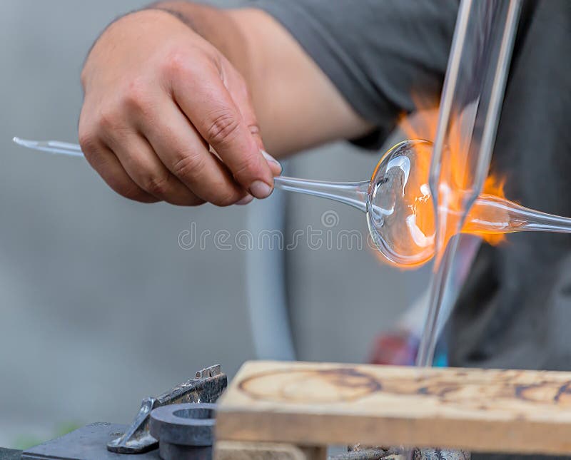 Glass Worker in Action on the Street Stock Photo - Image of master ...
