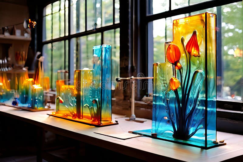 Glass Workshop a Workshop with Glass Windows and a Vibrant Atmos Stock ...