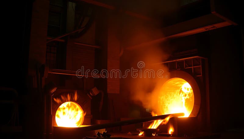 Glassblowing Process with Molten Glass and Tools in Workshop Generative ...