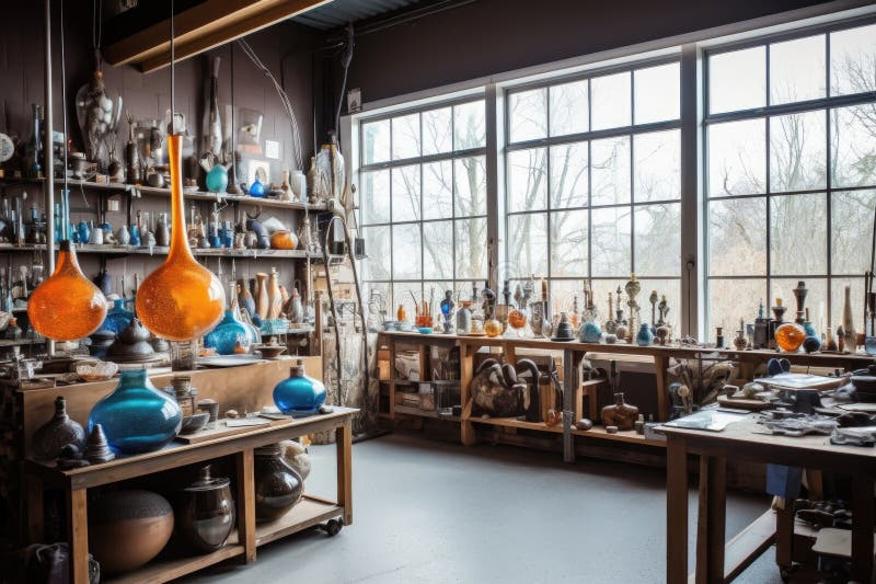 Glassblowing Studio Workspace Overview Stock Photo - Image of glass ...