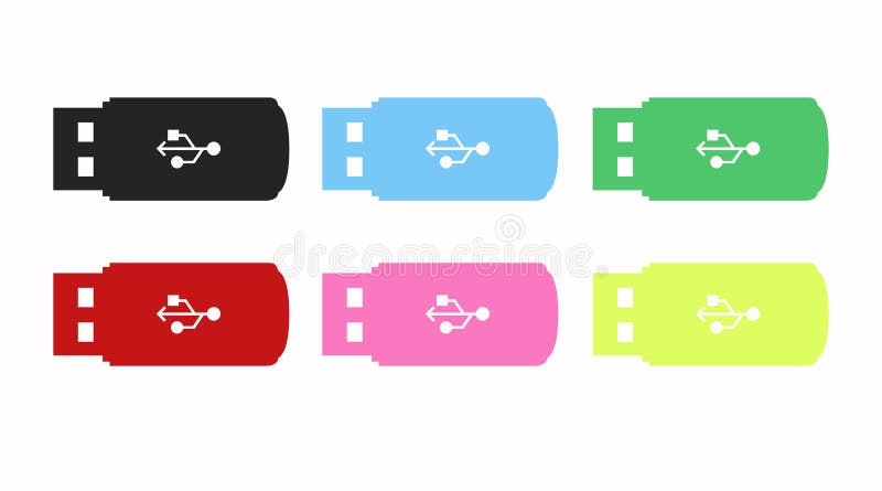 Different Color Set of Flat USB Device Icon or Illustration Stock ...