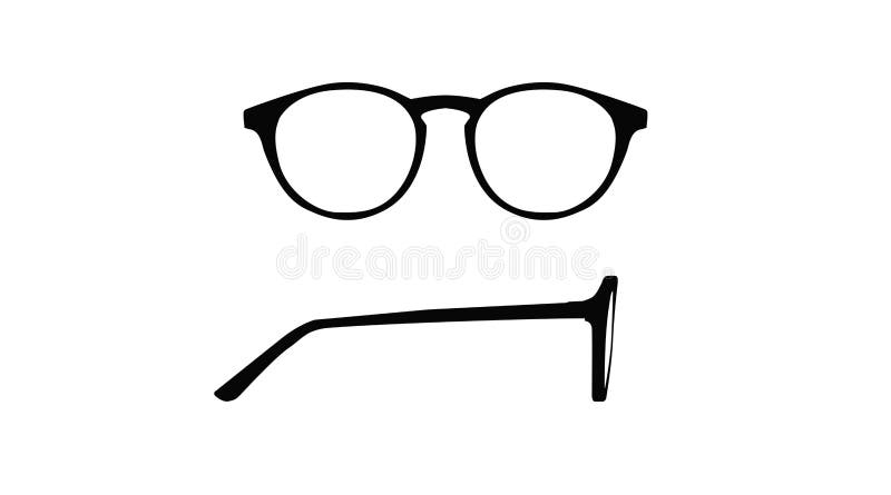 Black Glasses Frame Front and Side View Stock Vector - Illustration of ...