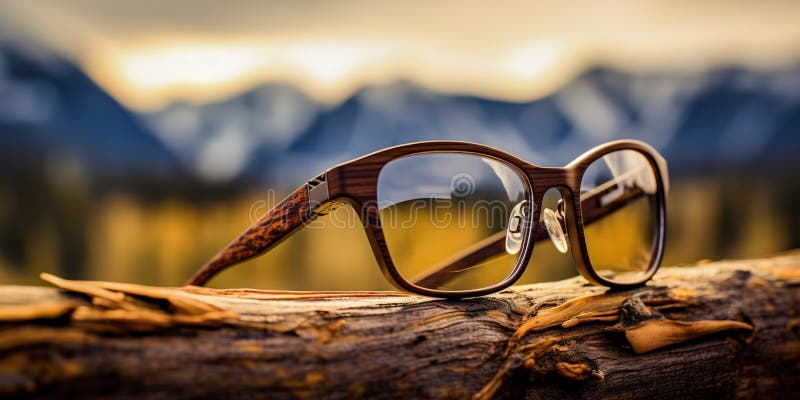 Glasses Against the Backdrop of a Beautiful Landscape. Generative AI ...