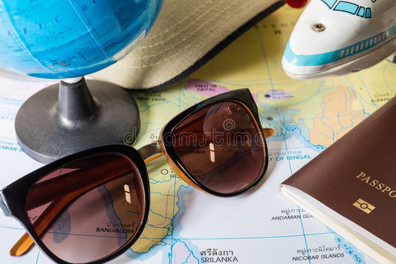 Glasses Andpassport with World Map Stock Image - Image of identity ...
