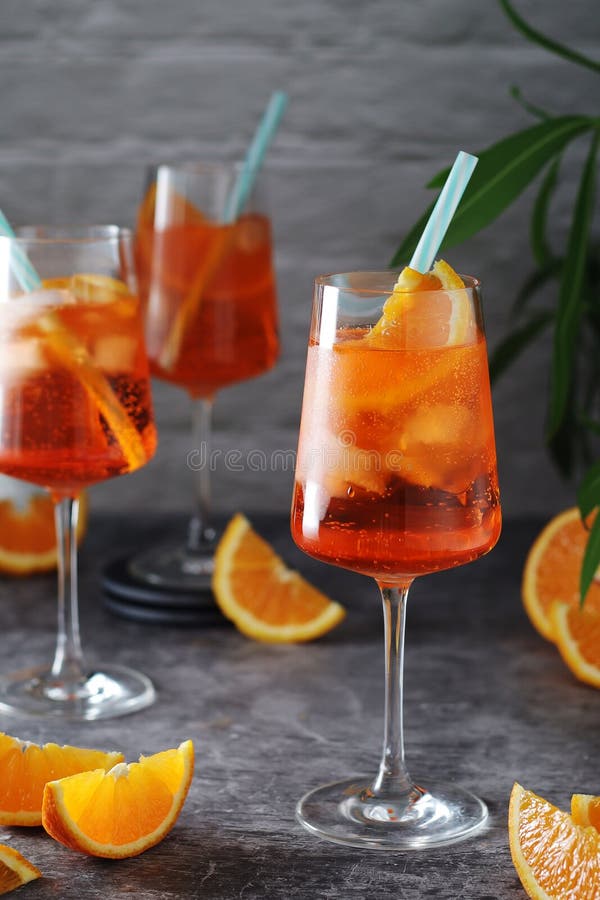 Glasses with Aperol Spritz Cocktail Stock Photo - Image of holiday ...