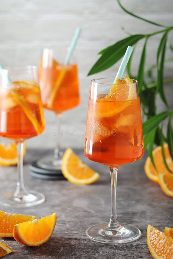 Glasses with Aperol Spritz Cocktail Stock Photo - Image of alcoholic ...