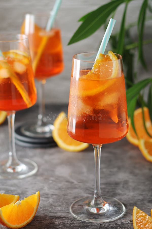 Glasses with Aperol Spritz Cocktail Stock Photo - Image of fruit ...