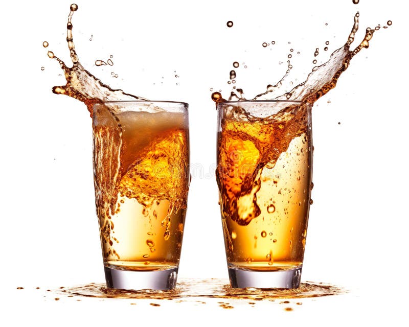 Glasses of Beer Toasting Creating Splash. Generative Ai. Stock ...