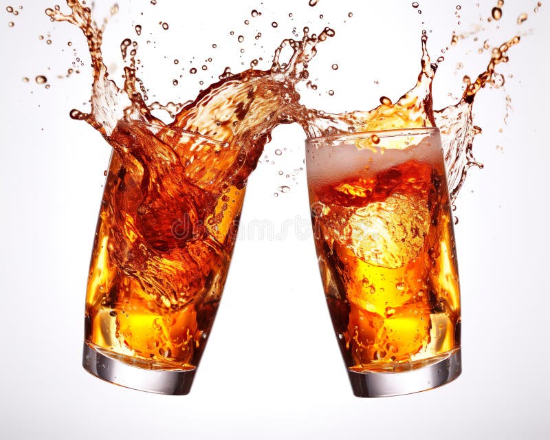 Glasses of Beer Toasting Creating Splash. Generative Ai. Stock ...