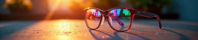 Glasses Cast Rainbow Spectrum on Surface, Sunlit Scene , Spectrum ...