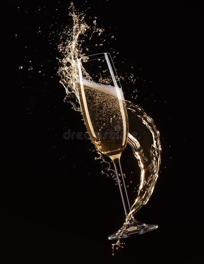 Glasses Of Champagne With Splash Celebration Theme Stock Image