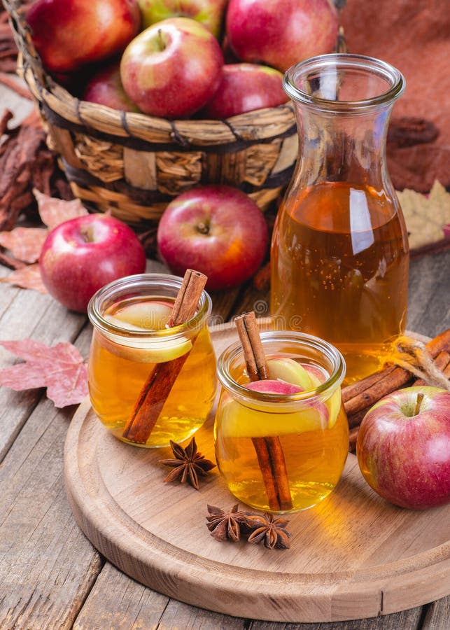Glasses of Cider with Apple Slices and Cinnamon Stock Image - Image of ...