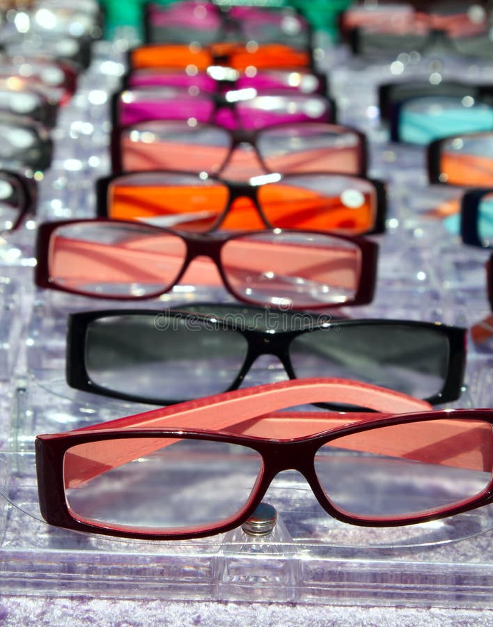 Glasses for Close Up View in Rows Many Eye Glasses Stock Photo - Image ...
