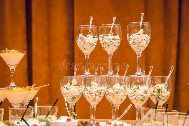 Glasses with a Cocktail on the Table and a Vegetarian Appetizer ...
