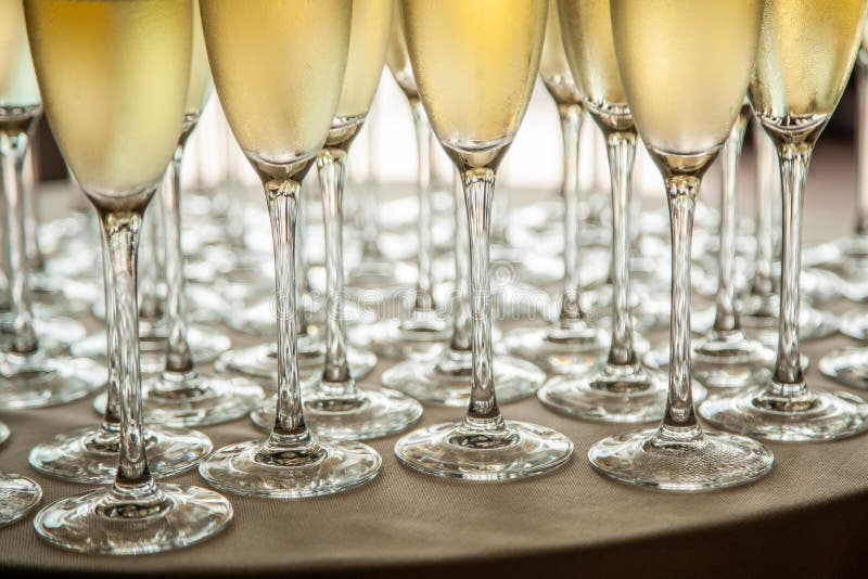 Glasses with Cold Champagne at the Event Stock Photo - Image of ...