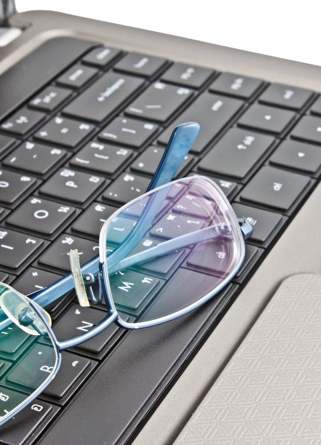 Glasses on Computer S Keyboard Stock Photo - Image of abstract, desk ...