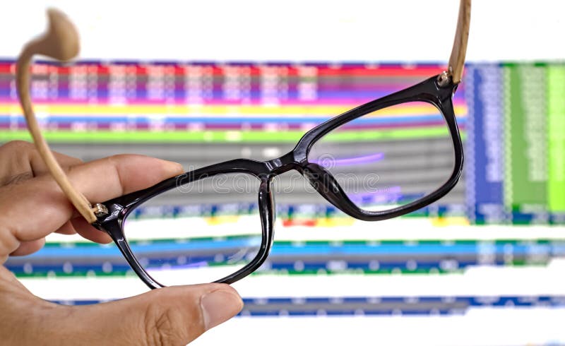 Glasses on Computer Screen, Glasses for Eyesight and Work Hard Concept ...