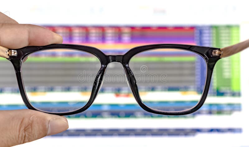 Glasses on Computer Screen Glasses for Eyesight and Work Hard Concept ...