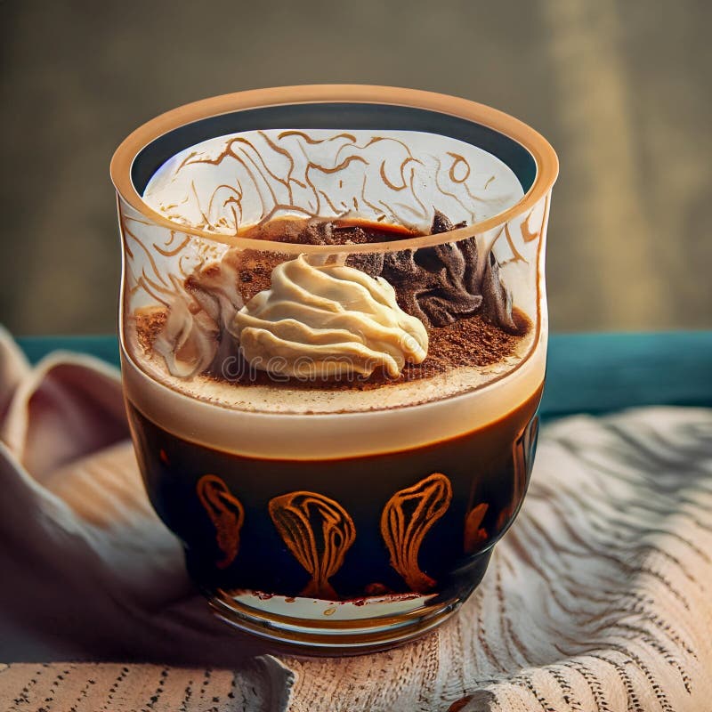 A Glasses Cup of Espresso Coffee Latte Caramel Stock Illustration ...