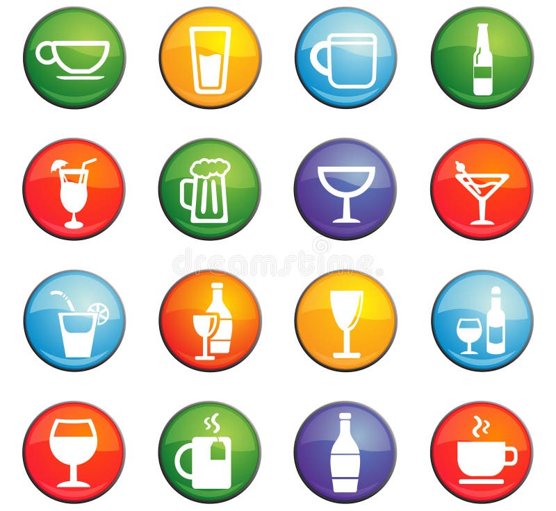 Glasses and cups icon set stock illustration. Illustration of symbol ...