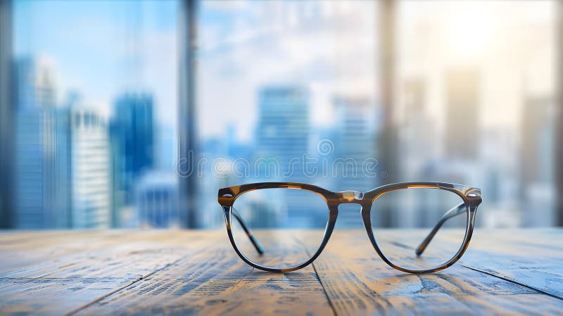 Glasses on the Desk in the Office, Stock Image - Image of contemporary ...
