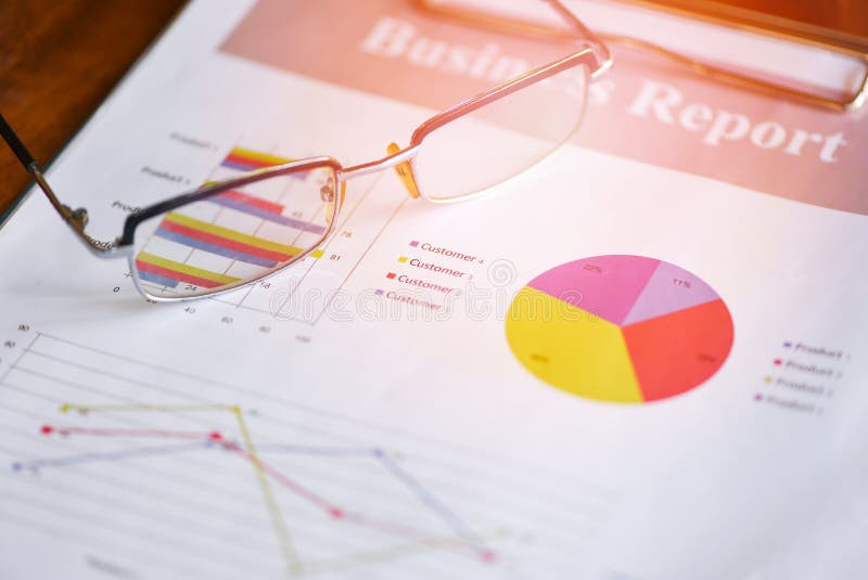 Glasses on Diagram Graphs Business Chart Paper Document Working in the ...