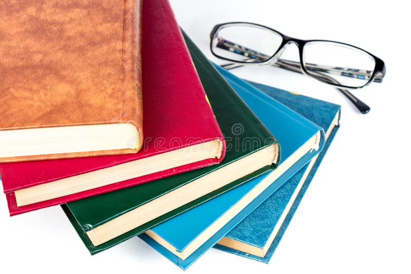 Glasses and Different Colored Books Stock Image - Image of eyeglasses ...