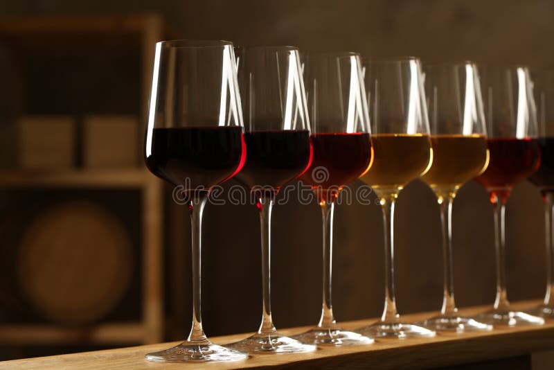 Glasses of Different Wines. Expensive Collection Stock Image - Image of ...