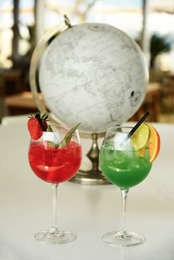 Glasses Drink Cool Cocktail in Vacation Stock Image - Image of female ...