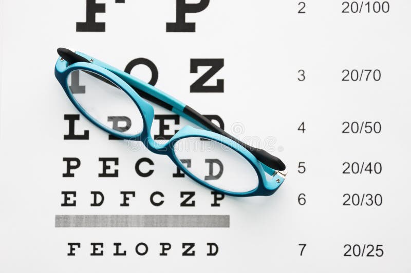 Glasses on eye chart stock image. Image of specs, equipment - 39349147
