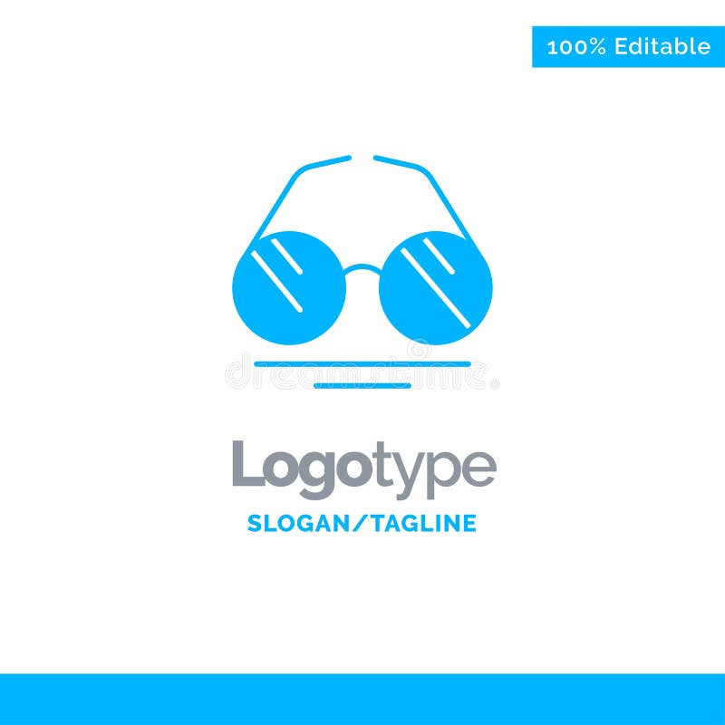 Glasses, Eye, View, Spring Blue Solid Logo Template. Place for Tagline ...