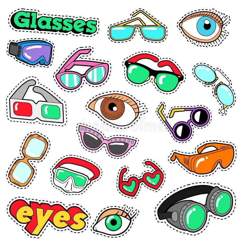 Glasses and Eyes Decorative Elements for Scrapbook, Stickers, Patches ...