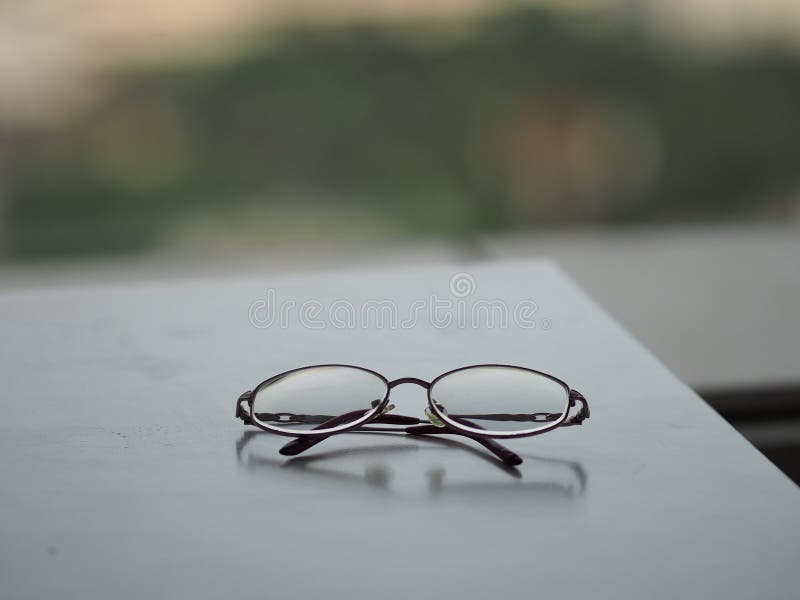 Glasses Eyewear on the White Desk Stock Photo - Image of closeup, black ...