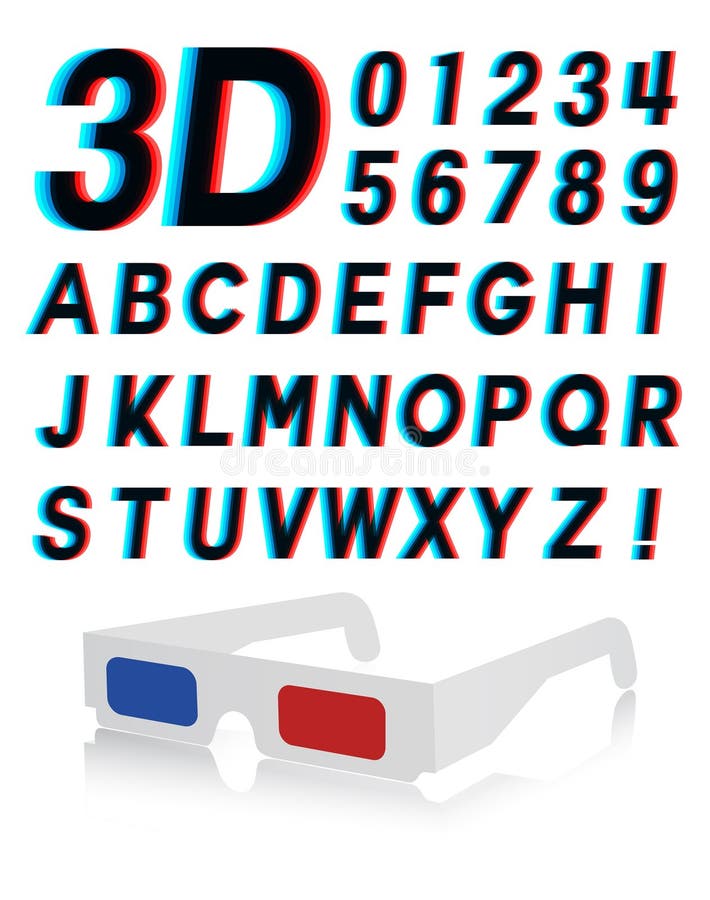 Glasses Font Stereoscopic 3d Effect Stock Vector - Illustration of ...