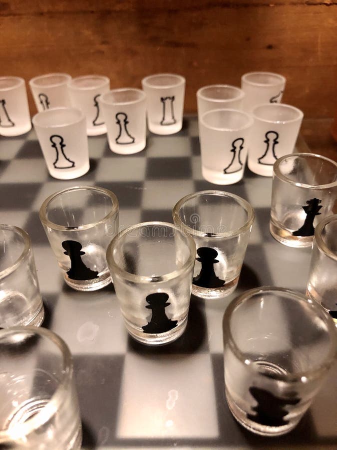 Glasses in the Form of Chess for the Game Stock Photo - Image of vodka ...