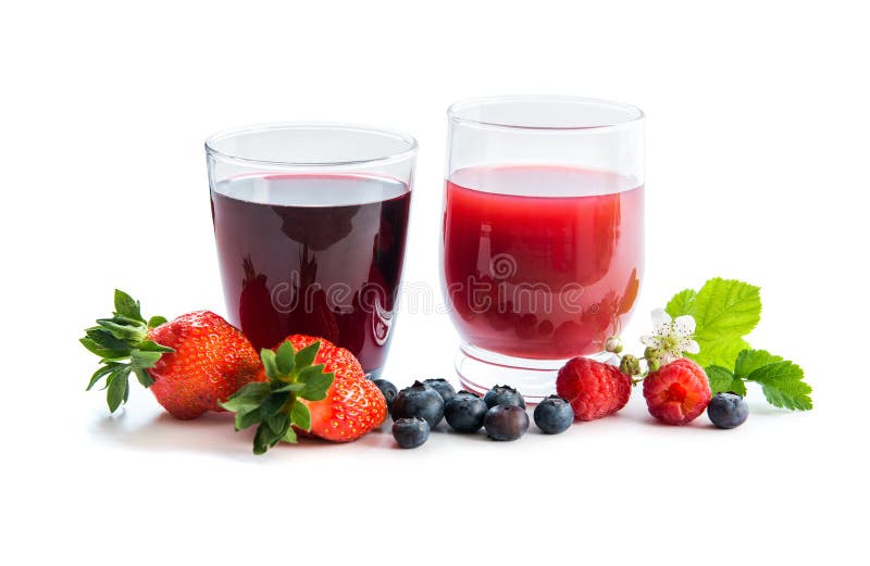 Glasses of Fresh Blueberry and Strawberry Juice Stock Image - Image of ...