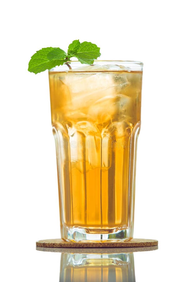 Glass of Ice Tea with Lemon on White Background Stock Image - Image of ...