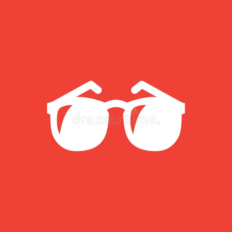 Glasses Icon on Red Background. Red Flat Style Vector Illustration ...