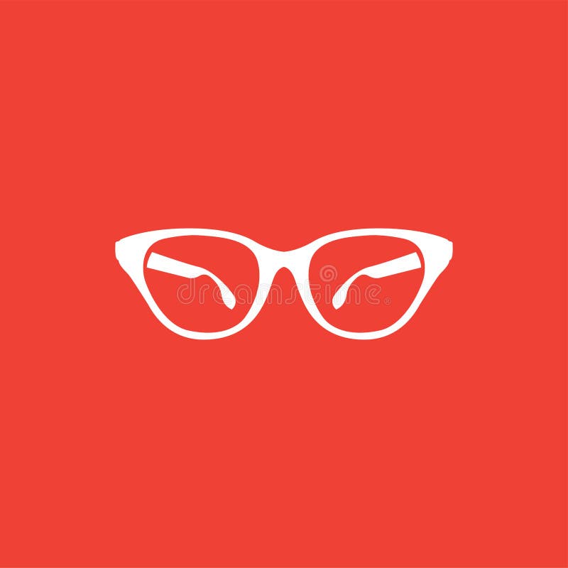 Glasses Icon on Red Background. Red Flat Style Vector Illustration ...