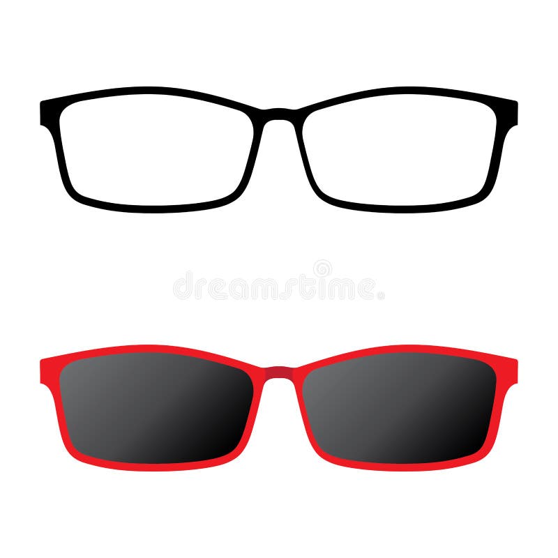 Glasses Icon and Red Sunglasses Isolated on White Background Stock ...