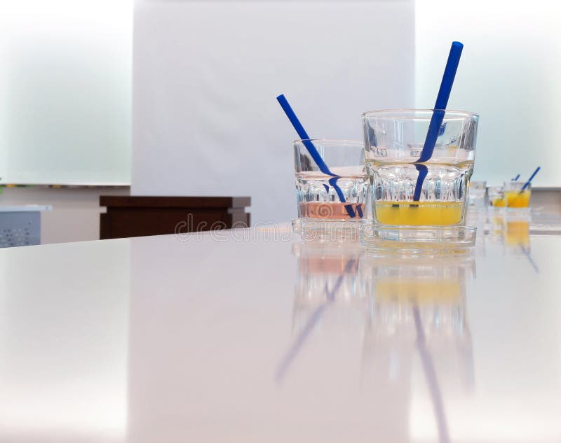 Glasses of Juice in Conference Room Stock Image - Image of vitamins ...